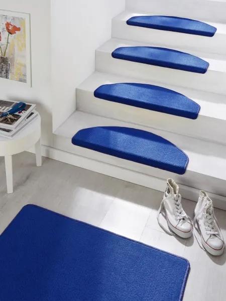 Hanse Home Collection koberce Sada 15ks nášlapů na schody: Fancy 103007 modré, samolepící - 23x65 půlkruh (rozměr včetně ohybu), sada 15 ks