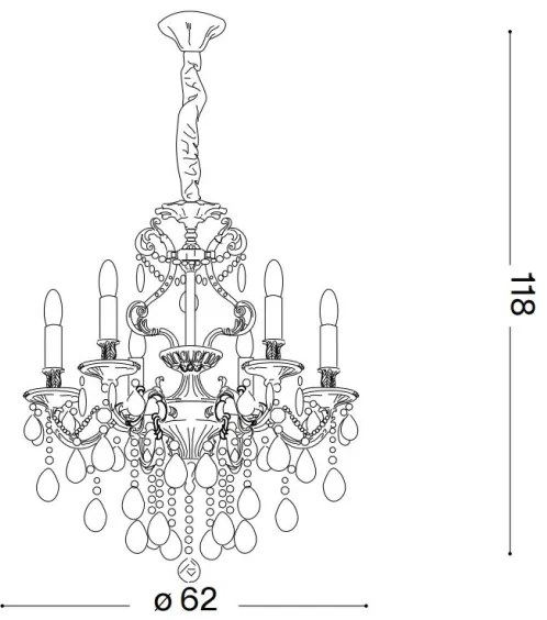Ideal Lux - Křišťálový lustr na řetězu GIOCONDA 6xE14/40W/230V pr. 62 cm zlatá