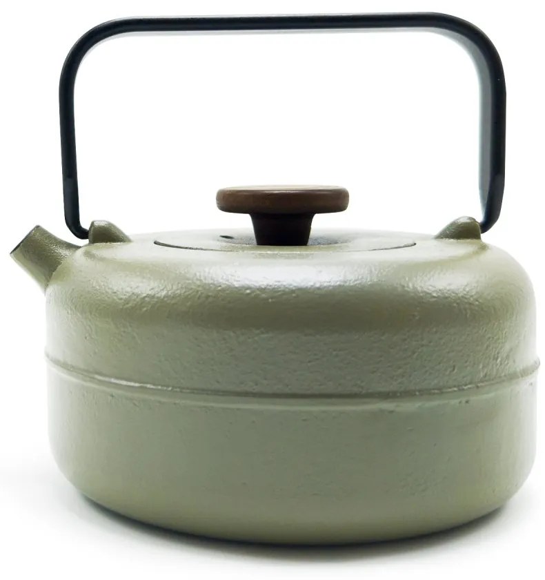 Litinová konvice Henan, 0,75 l – khaki, moderní design, s nerezovým sítkem