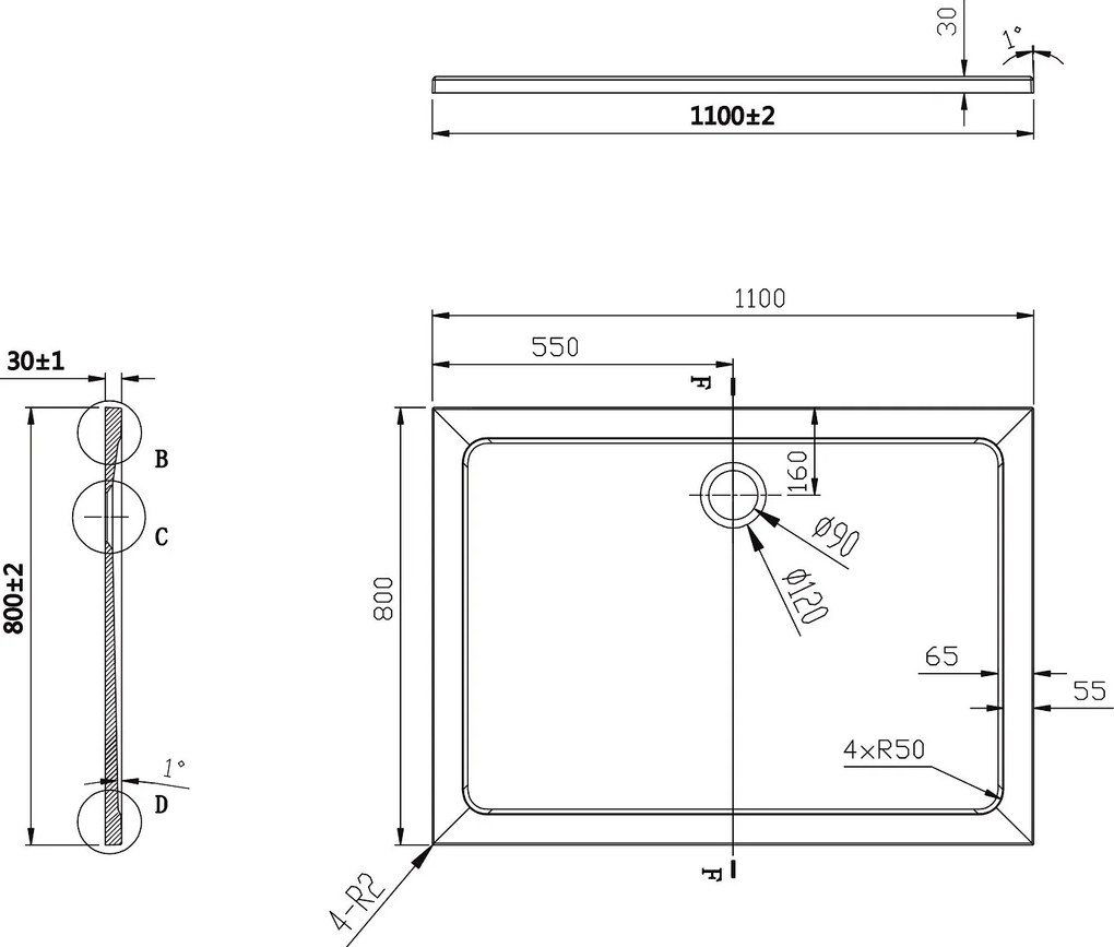 Olsen Spa Venets 110 x 80 x 3 cm VANKOBD8011 sprchová vanička