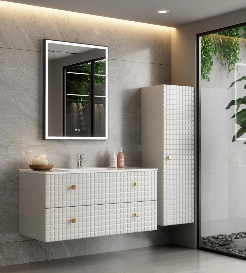 Erga Samira, LED zrcadlo 60x80cm v černém rámu, 2185 lm, 3 barvy světla, přední osvětlení, ERG-V01-SAMIRA-6080-BK