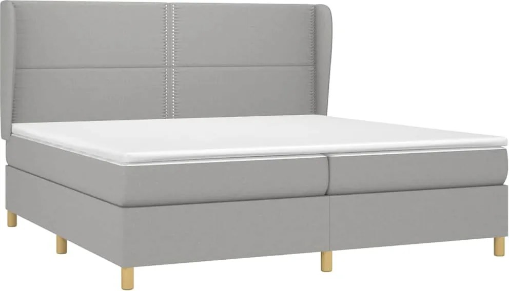 Box spring postel s matrací světle šedá 200 x 200 cm textil 3128469