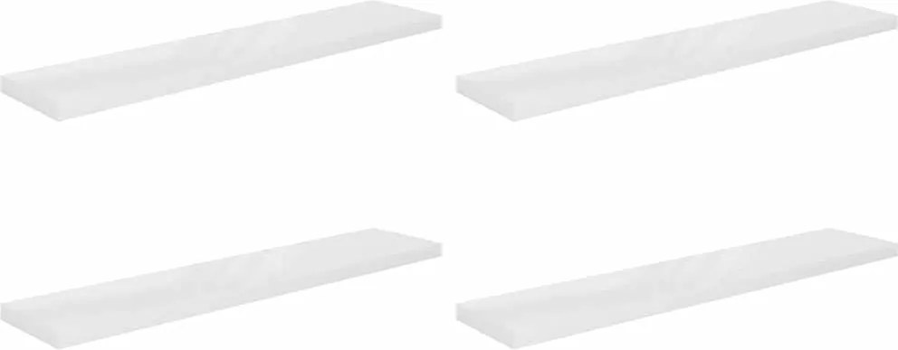 Plovoucí nástěnné police 4 ks lesklé bílé 120x23,5x3,8 cm MDF 323759