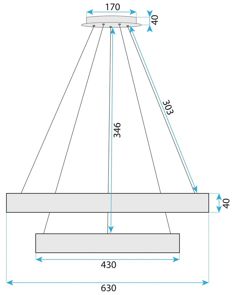 Toolight Toolight, LED závěsné osvětlení 63cm, 80W, G046-2CP, chromová, OSW-06314