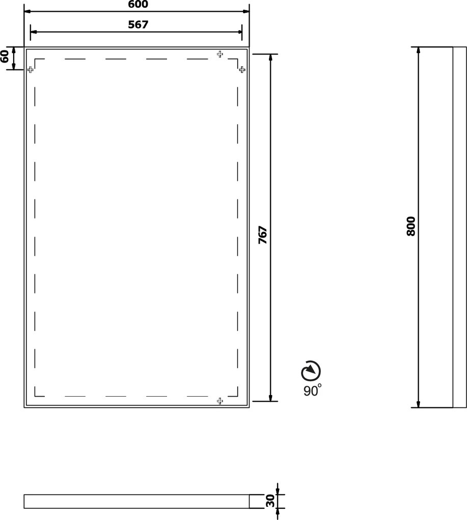 Sapho Sapho, AROWANA zrcadlo v rámu, 600x800mm, černá mat, AWB6080