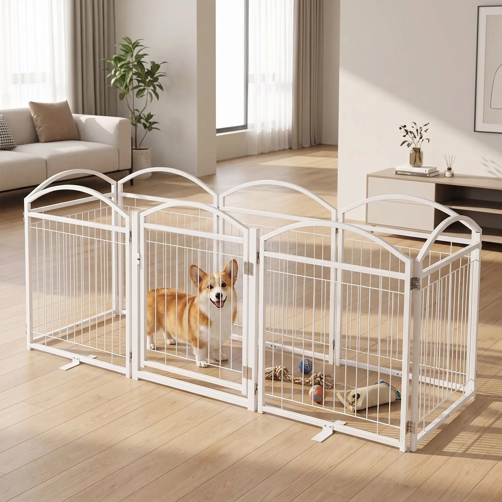 Costway Volně stojící vrátka pro psy s dveřmi a 360° otočnými – 480 × 81 cm