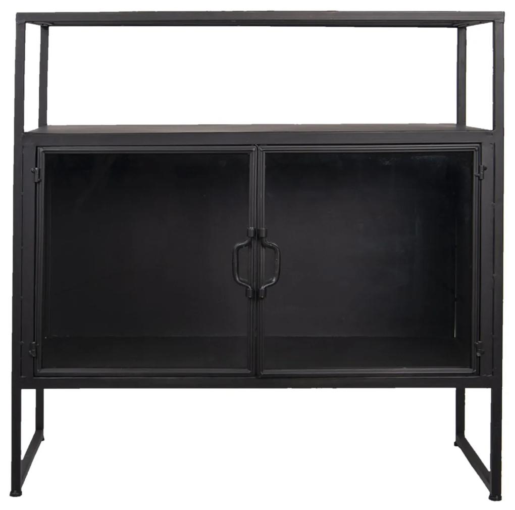 Černá kovová skříňka Black Door s otevíracími dvířky - 80*35*81 cm