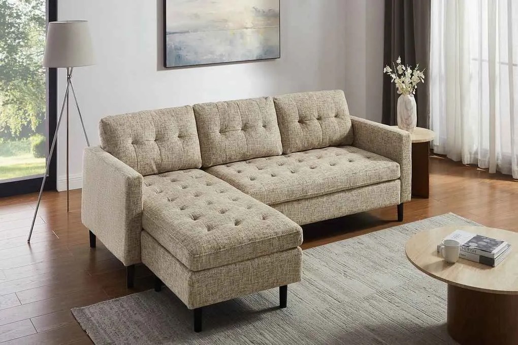 Designová rohová sedačka Paulette 220 cm béžová