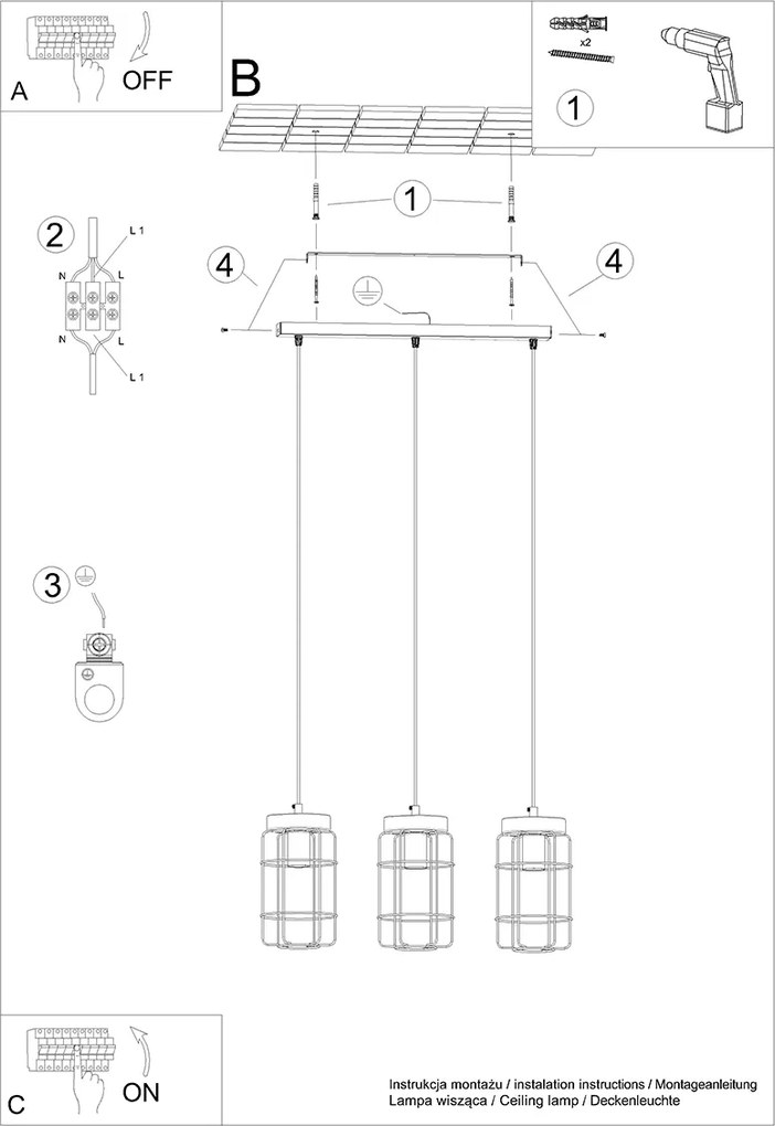 Sollux Lighting Závěsné svítidlo GOTTO 3L