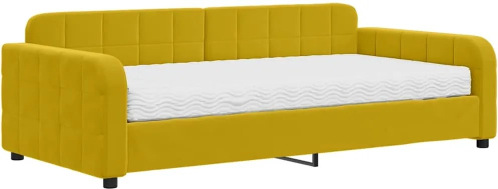 Válenda s matrací žlutá 100 x 200 cm samet 3196917