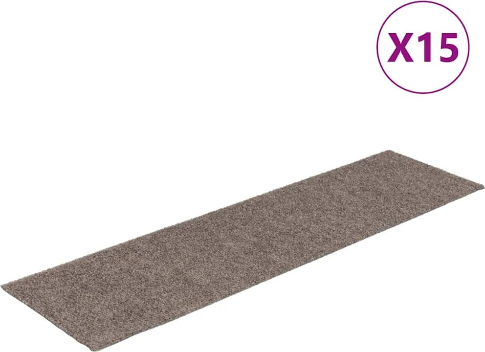 Schodové rohože samolepicí 15 ks 76 x 20 cm béžové obdélníkové 326933