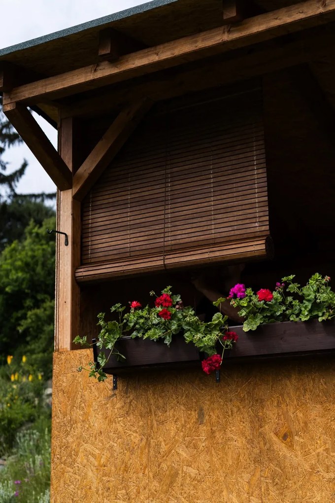Vingo Dřevěná roleta na pergolu - hnědá, 2. jakost Šířka rolety: 120 cm, Rozvin rolety: 150 cm