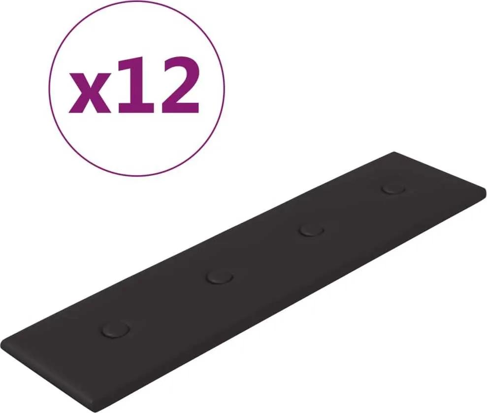 vidaXL Nástěnné panely 12 ks 60 x 15 cm umělá kůže 1,08 m² [343981] Barva: Černá