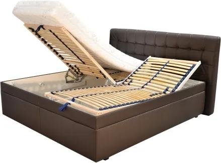 BLANÁŘ Čalouněná postel Monaco, s úložným prostorem, 160x200, hnědá