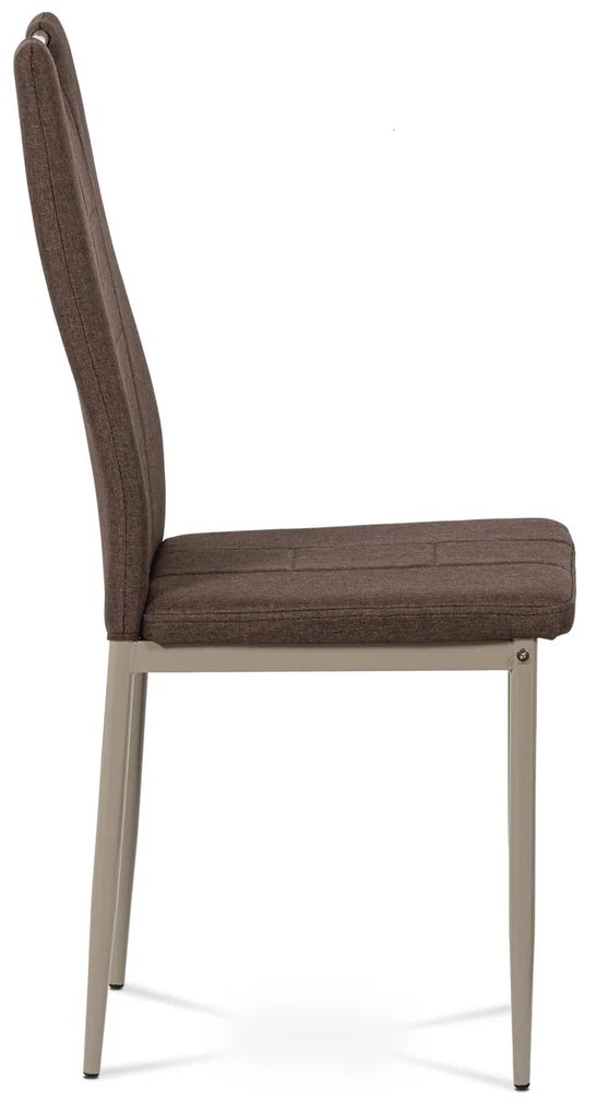 AUTRONIC Jídelní židle, hnědá látka, kov cappuccino lesk