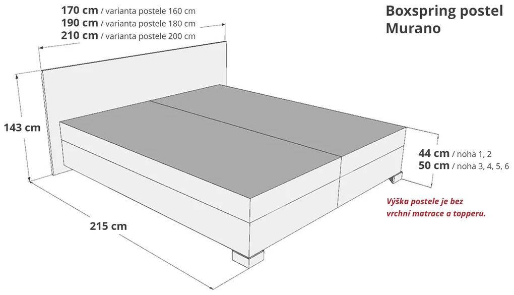 NEW DESIGN postele Americká boxspring postel Murano s úložným prostorem, 200×200 cm Velikost postele: 200 × 200 cm
