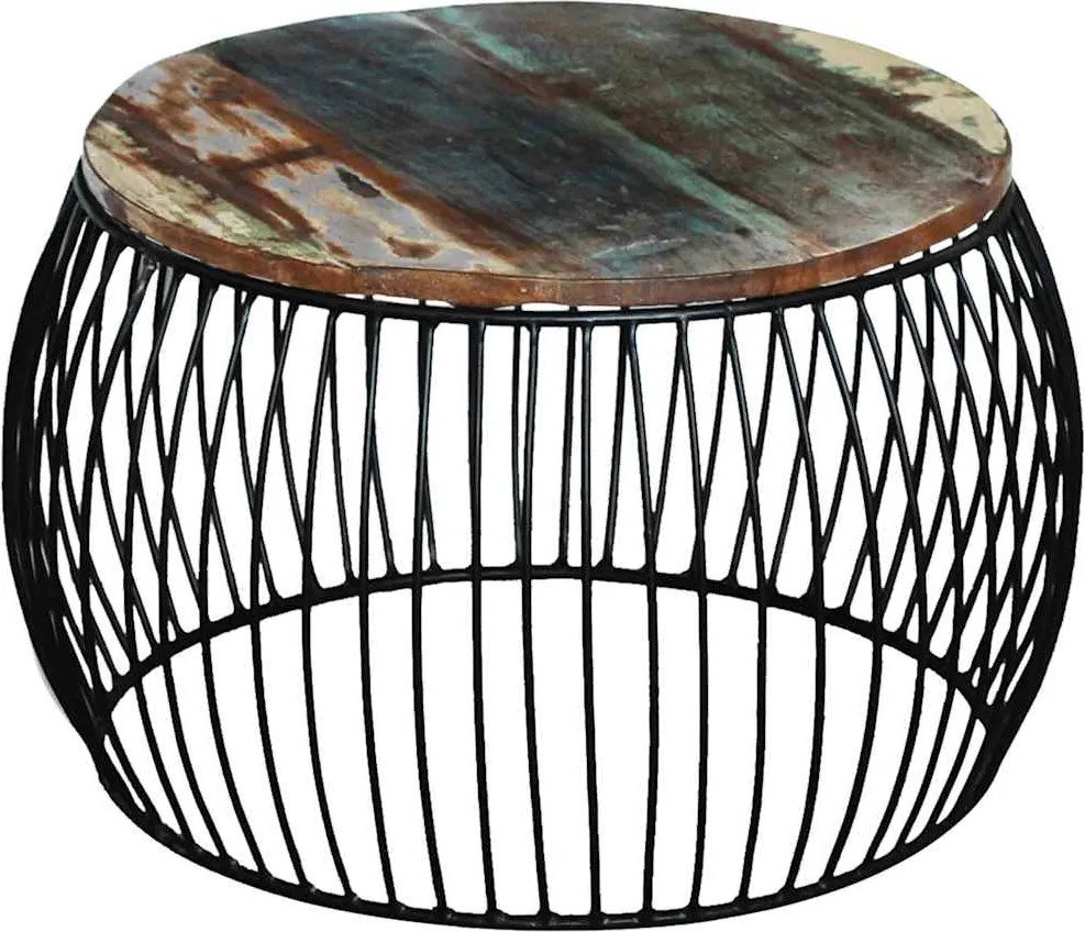 Konferenční stolek kulatý masivní recyklované dřevo 68 x 37 cm 243300