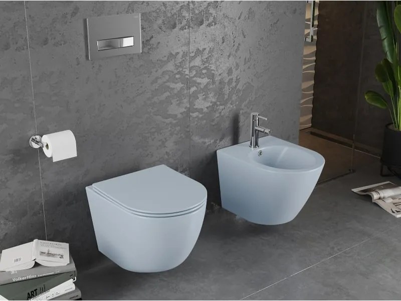 Mexen Lena WC mísa Rimless se sedátkem slim, duroplast, šedo-modrá matná - 30224069