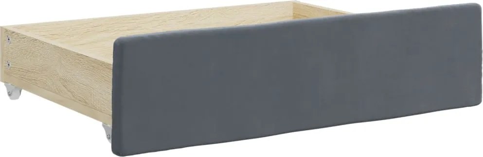 Válenda s přistýlkou a zásuvkami tmavě šedá 80 x 200 cm samet 3196995