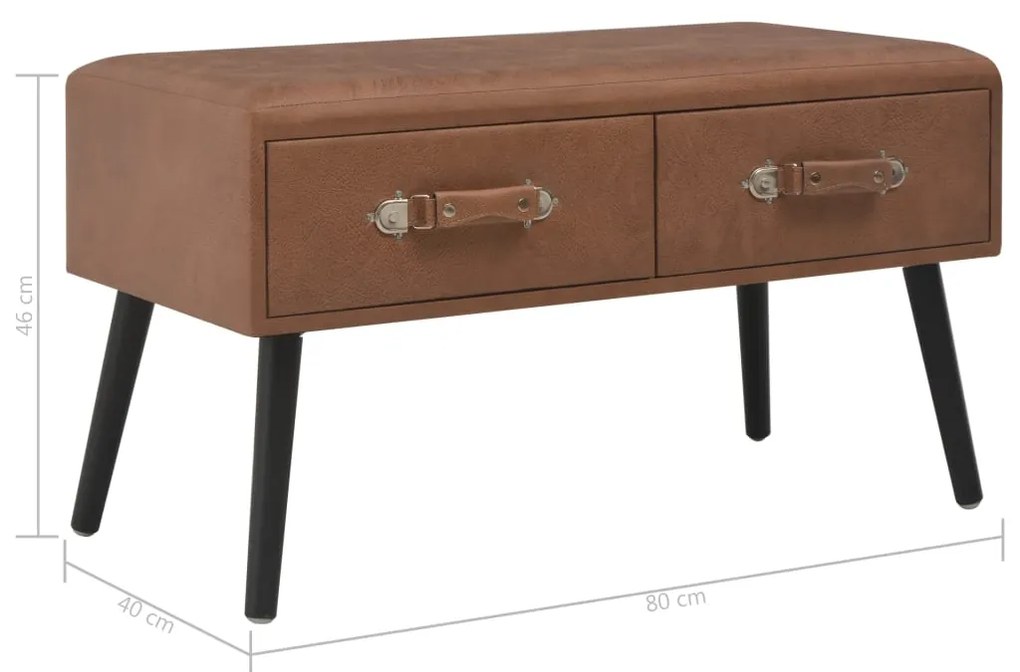 Konferenční stolek tmavě hnědý 80 x 40 x 46 cm umělá kůže - Default Title
