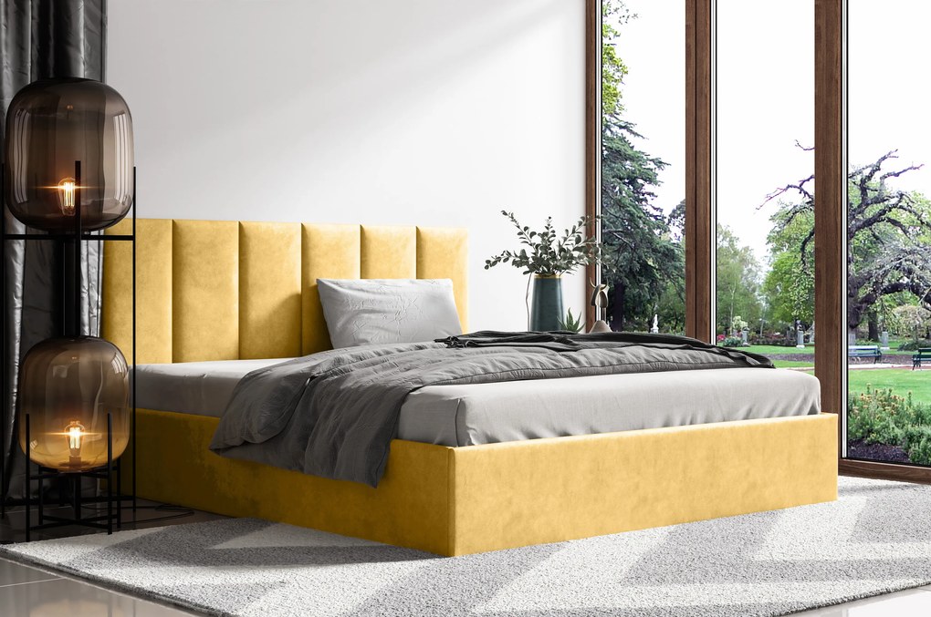 Eka Čalouněná postel Lucy 1 - 160x200 cm Barva látky Trinity: Červená (Trinity 2309), Úložný prostor: Bez úložného prostoru