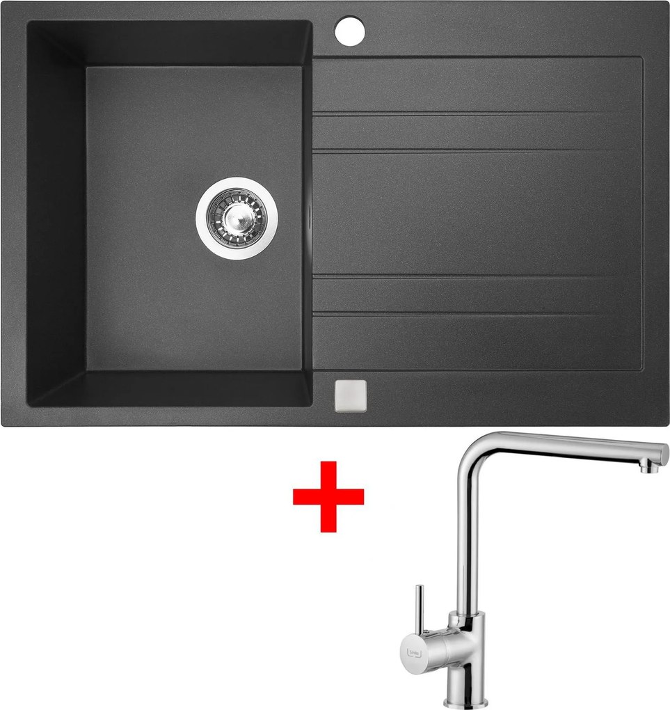 Sinks NB Dřez s odkapem Sinks GRANDE 800 Granblack+baterie ELKA - GRA30ELCL