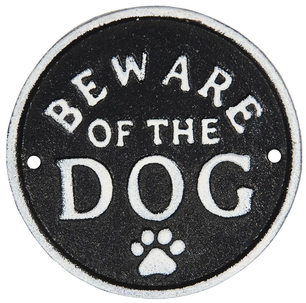 Cedulka BEWARE OF THE DOG 12 cm