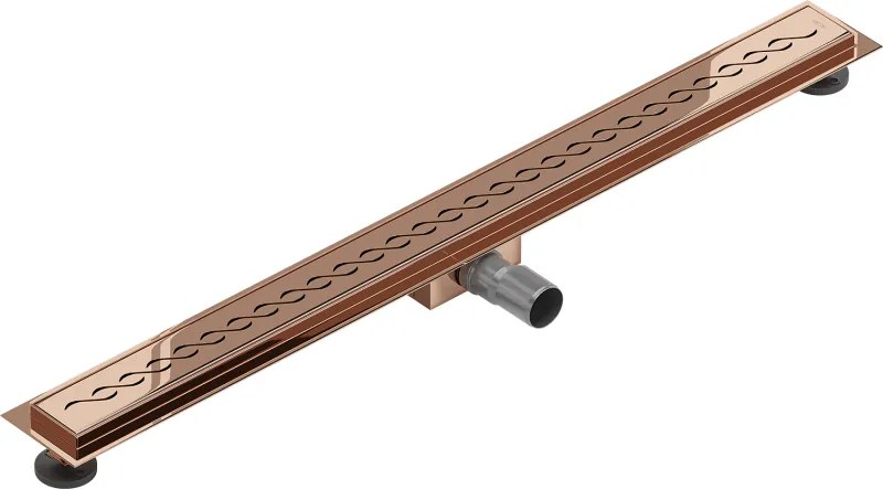 Mexen Flat, lineární podlahový žlab 80 cm, M18, růžové zlato, 1623080-15