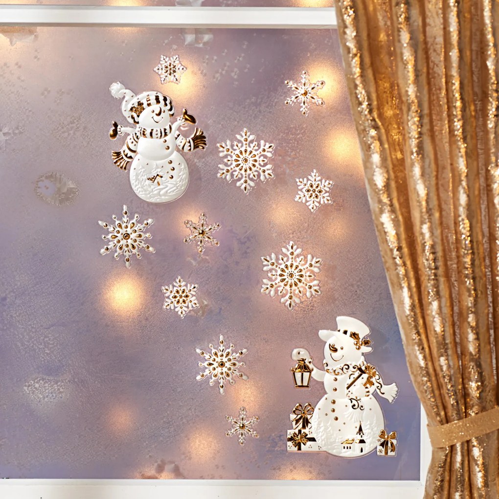 Obraz na okno "Zlatí sněhuláci"