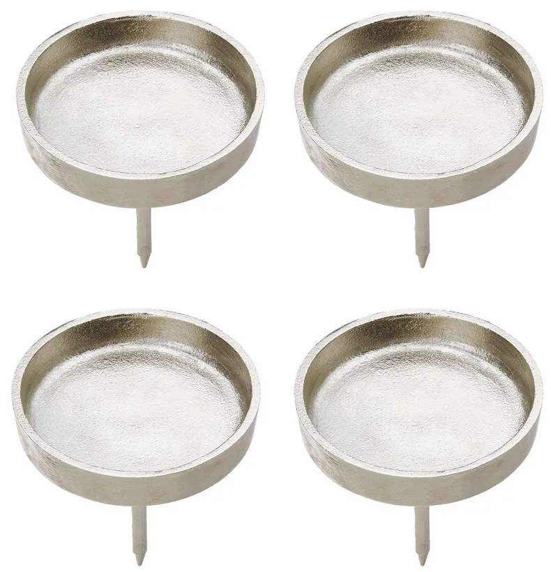 ADVENT Sada bodců na svíčku 8 cm 4 ks - stříbrná
