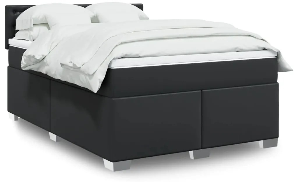 Box spring postel s matrací černá 140x200 cm umělá kůže 3286124
