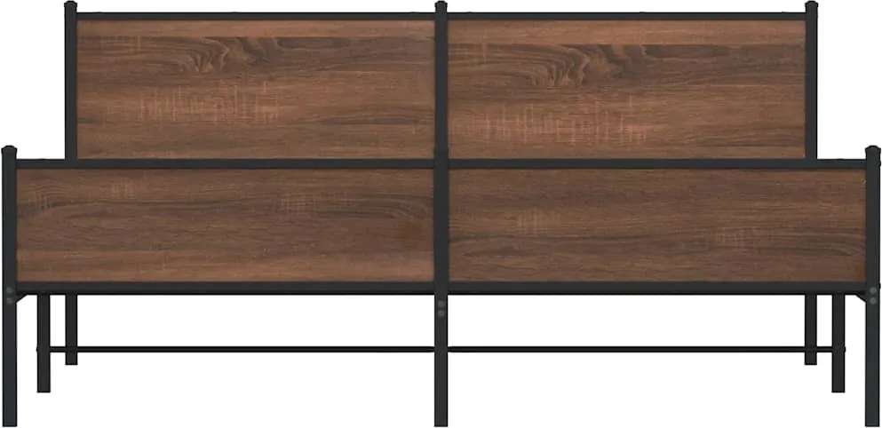 Kovový rám postele bez matrace hnědý dub 160 x 200 cm 3301414
