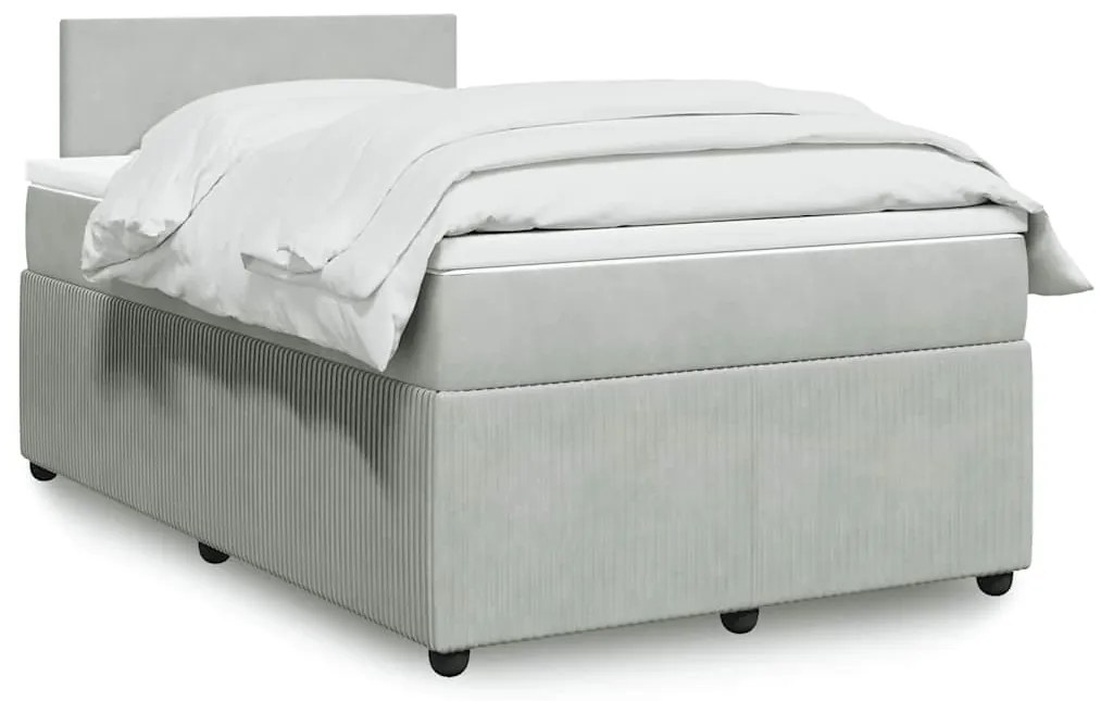 Box spring postel s matrací světle šedá 120x190 cm samet 3289980