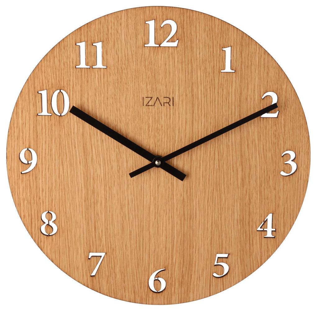 IZARI dubové numerické hodiny 34 cm - černé ručičky