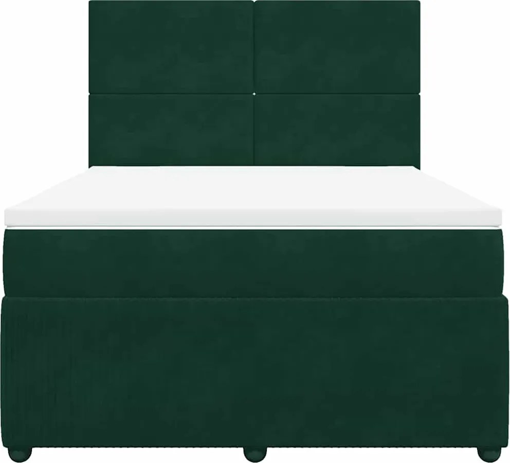 Box spring postel s matrací tmavě zelená 140x190 cm samet 3292331
