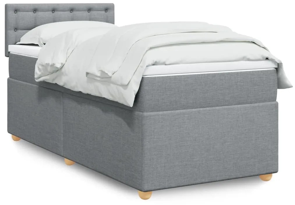 Box spring postel s matrací světle šedý 100 x 200 cm textil 3288905