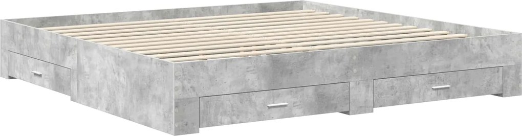 Rám postele s čelo Betonově šedá 200 x 200 cm Kompozitní dřevo 3410857