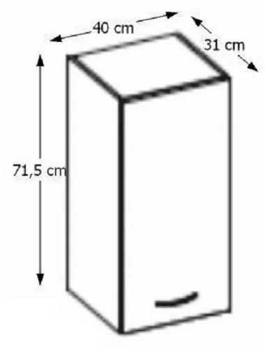 Skříňka horní, bílá vysoký lesk, PRADO 40G-72 1F