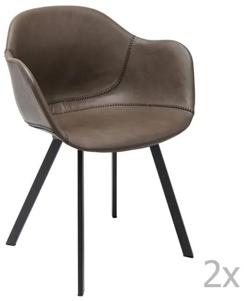 Sada 2 hnědých židlí s nohami z kovu Kare Design