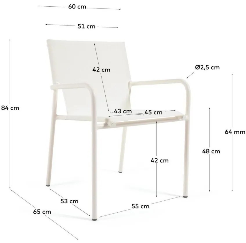 Matně bílá látková zahradní židle Kave Home Zaltana