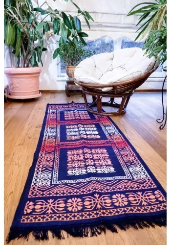 Tkaný koberec Kelim K695A - 80x200cm, modrý