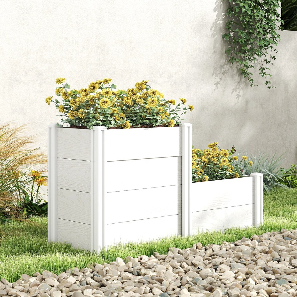 Vyvýšený záhon 3-stupňový stohovatelný zahradní záhon s otevřenou základnou, modulární bylinkový záhon DIY montážní plast