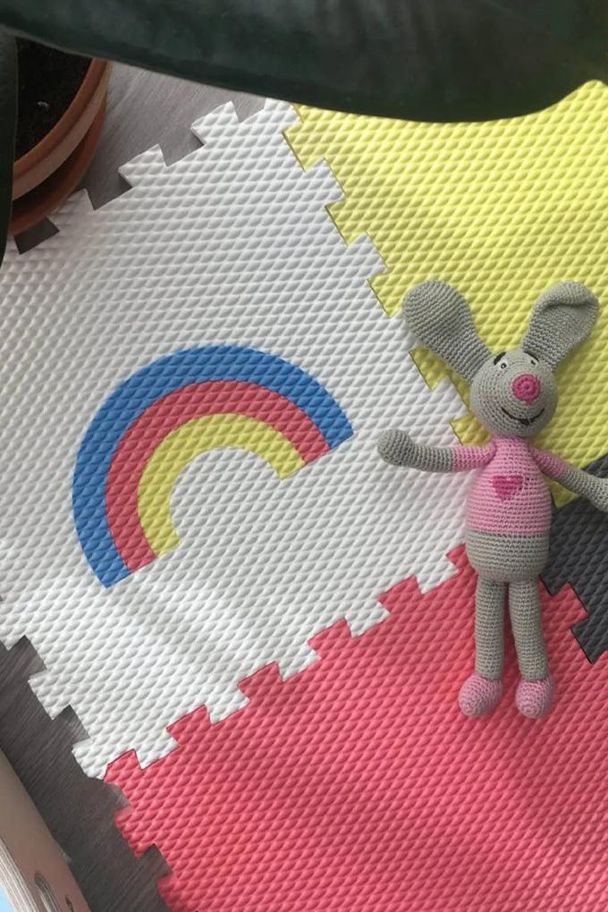 Vylen Pěnová hrací podlaha DUHA do dětského pokoje Zvolte barvu: Krémová s barevnou duhou