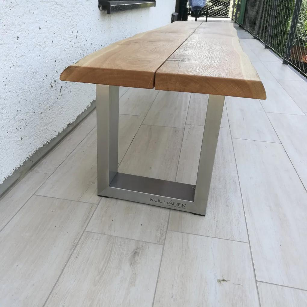 KULHÁNEK Zahradní sestava s nerezovými nohami - stůl, lavice bez opěradla Délka: 180 cm
