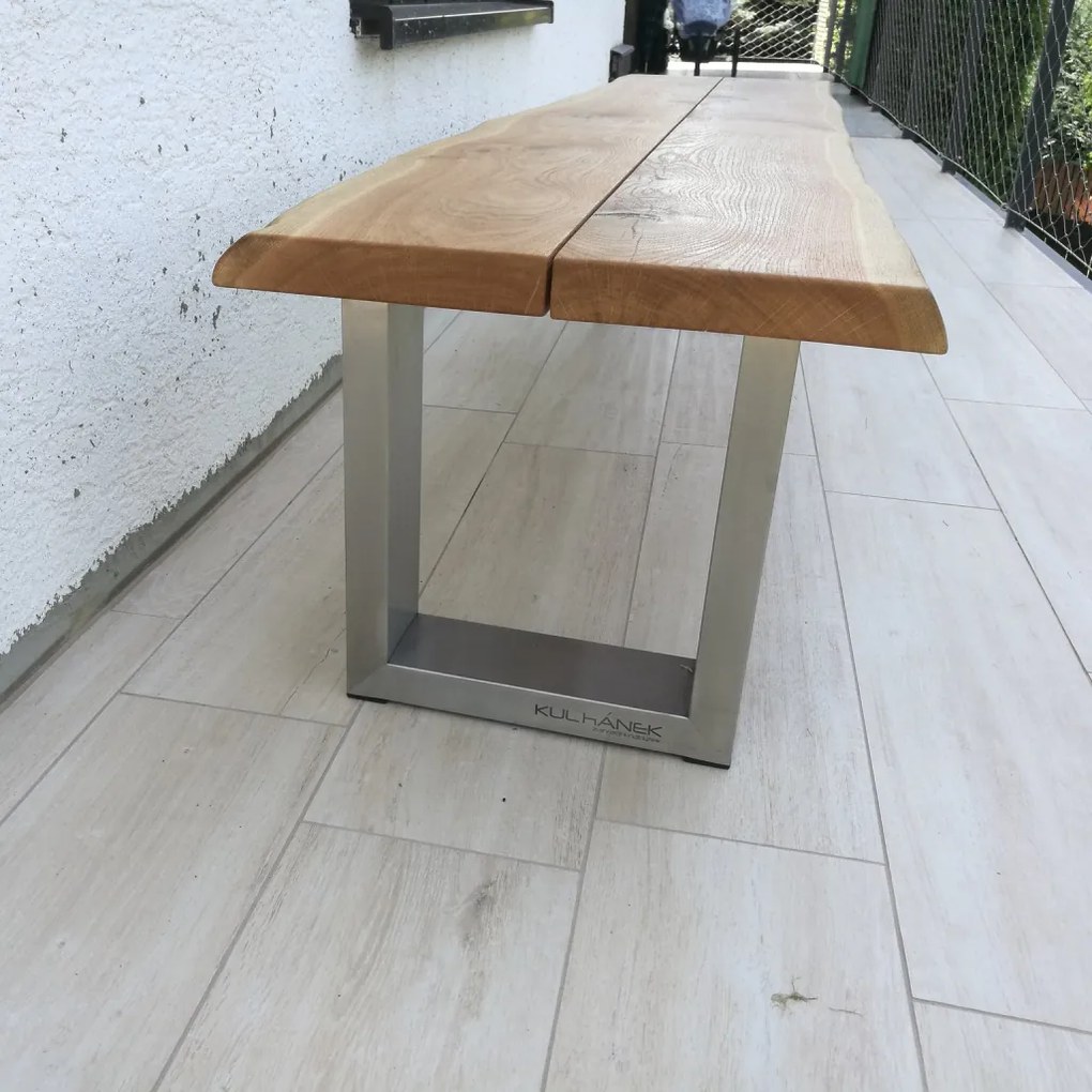 KULHÁNEK Zahradní sestava s nerezovými nohami - stůl, lavice bez opěradla Délka: individuální