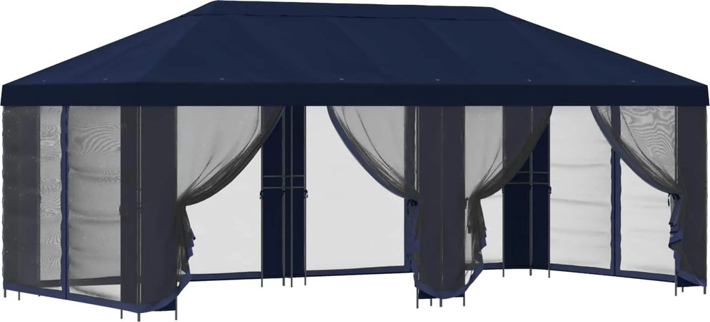 Zahradní altán se stěnami 6 x 3 m Modrá Polyester a ocel 3376025