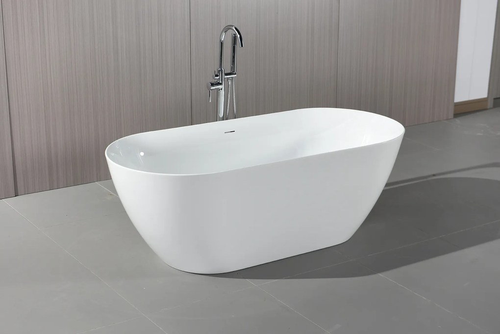 Erga Molly, volně stojící vana 150x75 cm + odtoková zátka, bílá lesklá, ERG-Molly-150075-WH-WH