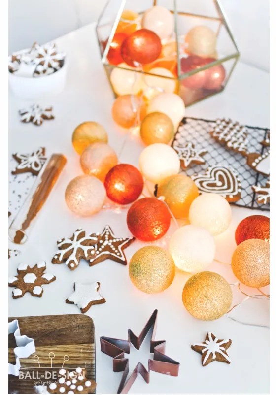 Vánoční svítící koule – Cinnamon cookies - 20 koulí v linii LED