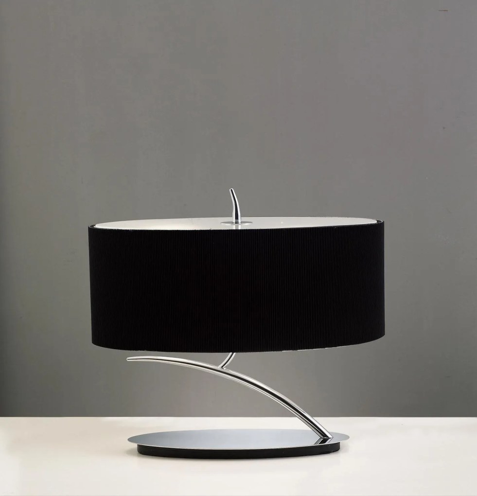 Mantra 1178 Eve, stolní lampa španělského výrobce, 2x20W E27, chrom/stínítko z černého textilu, 36cm