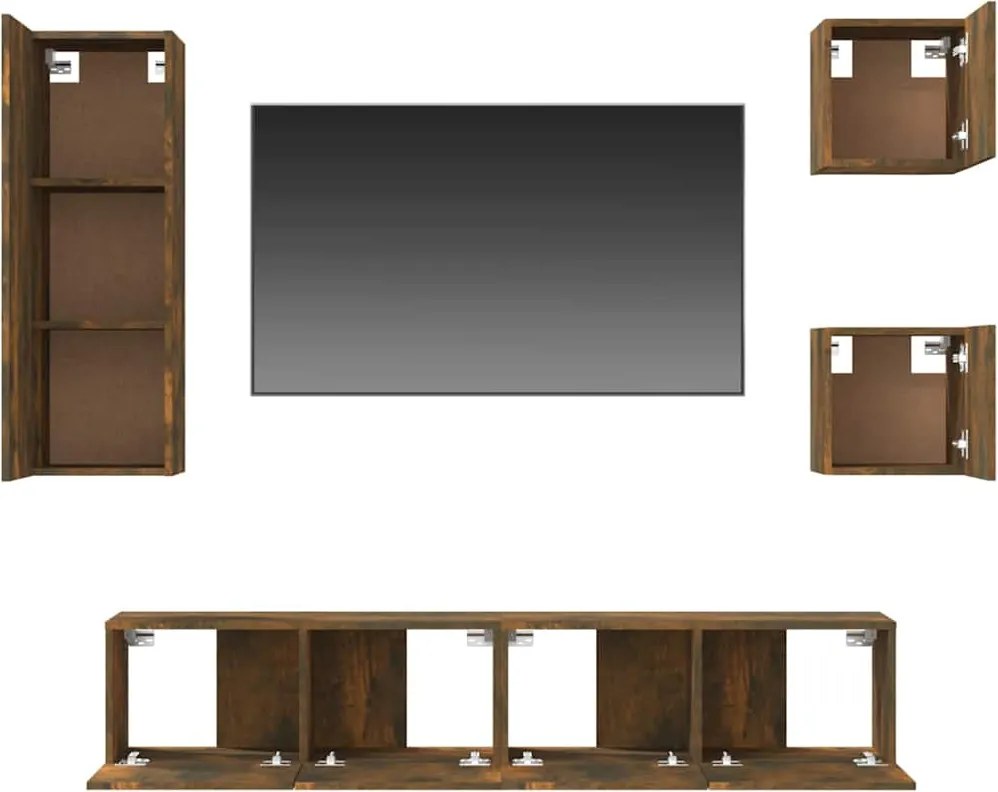 5dílný set TV skříněk kouřový dub kompozitní dřevo 3114443